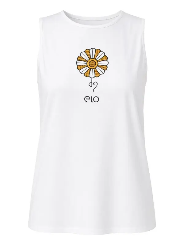 ELO Plano Sleeveless Flower Top - White