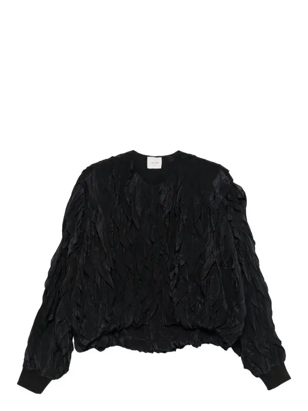 ALYSI Ruffled Bomber Jacket - Blue