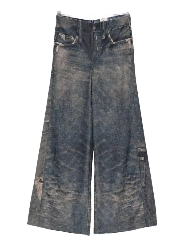 BYE Palazzo Flared Trousers - Blue