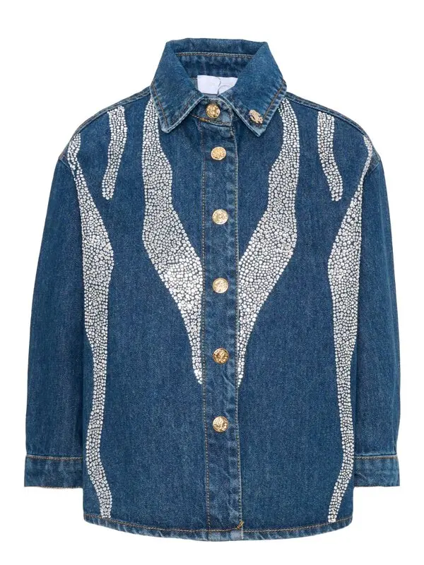 Roberto Cavalli Denim Jacket With Rhinestones - Blue