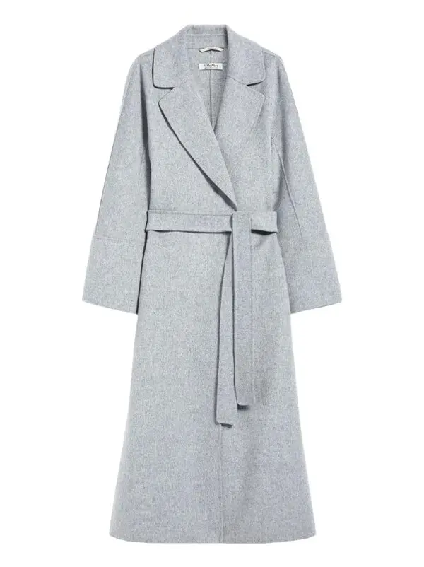 Max Mara Belted Long-sleeved Coat - Light Gray