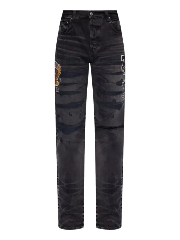 Amiri Distressed Straight-leg Jeans - Black