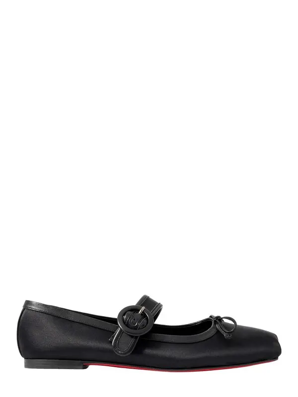 CHRISTIAN LOUBOUTIN Buckled Square Toe Ballet Flats - Black