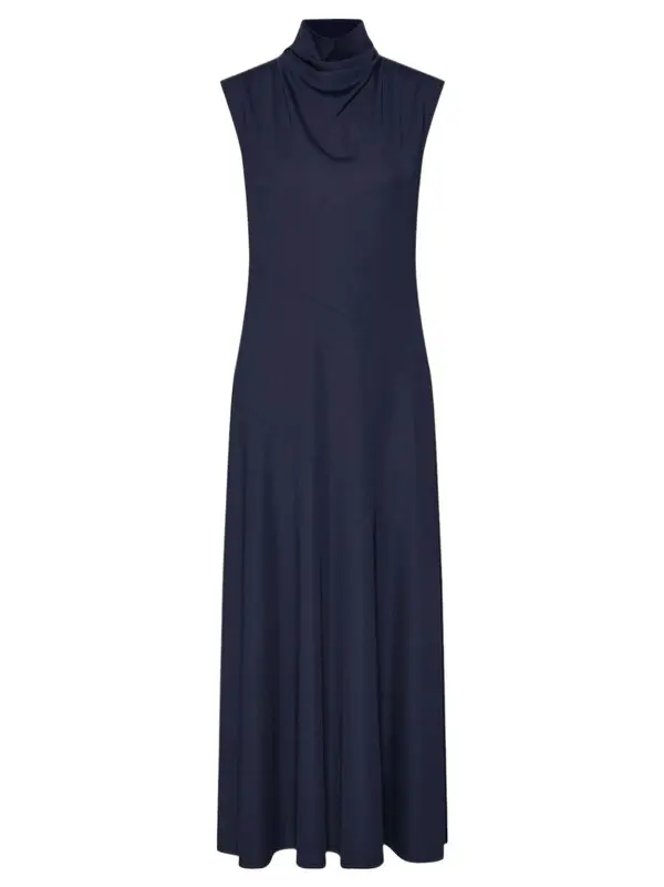 Marella High-neck Pleated Dress - Blue