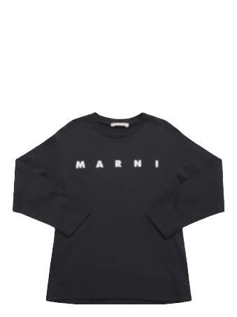 Marni Long Sleeve Logo Top - Black
