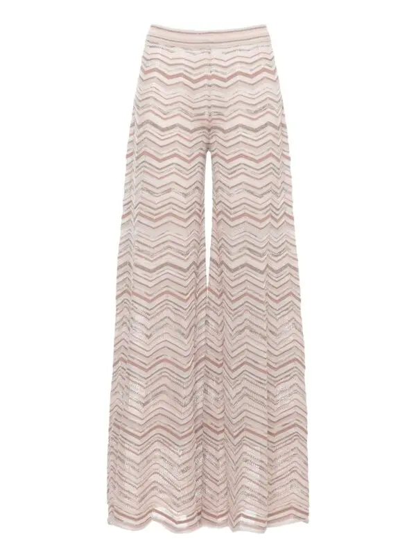 D.exterior Lurex Chevron Knitted Trousers - Light Brown