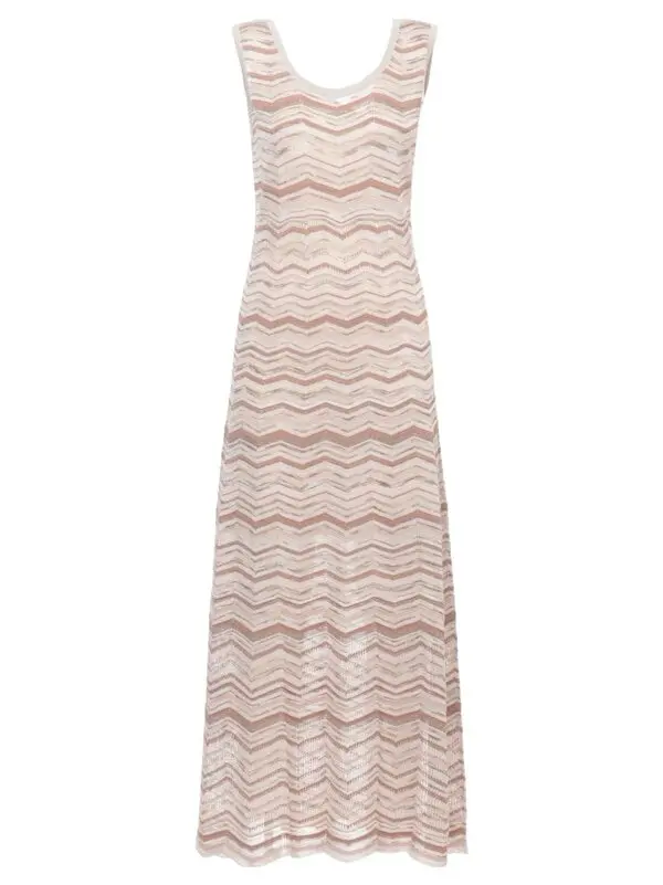 D.exterior Zigzag Knit Sleeveless Dress - Nude
