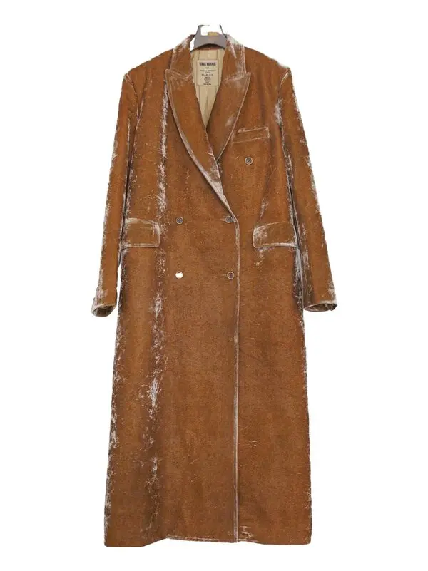 UMA WANG Doublebreasted Distressed Tailored Coat - Brown