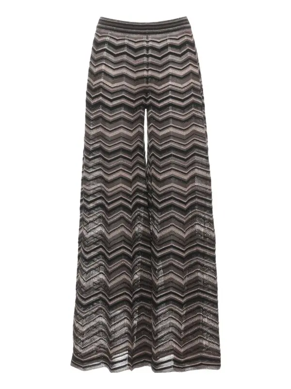 D.exterior Lurex Chevron Wide-leg Pants - Black