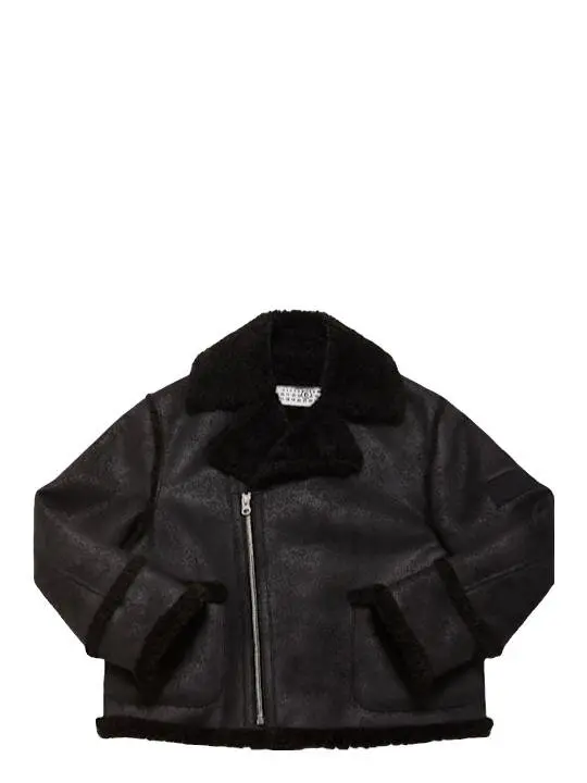 MAISON MARGIELA Synthetic Shearling-trimmed Moto Jacket - No