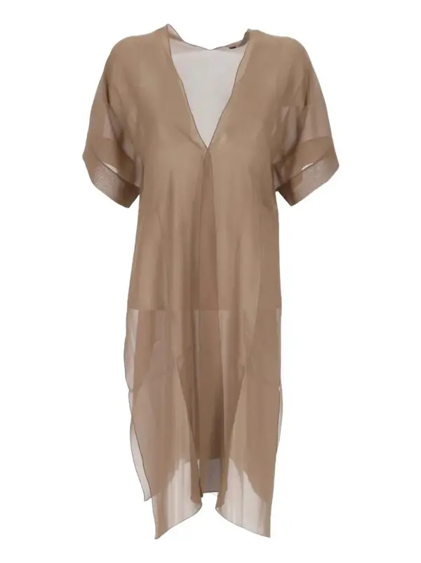 D.exterior Sheer Silk Cape - Brown