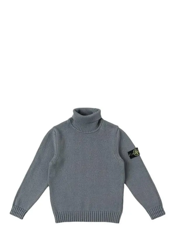 Stone Island Cotton Blend Knit Turtleneck Sweater - Gray