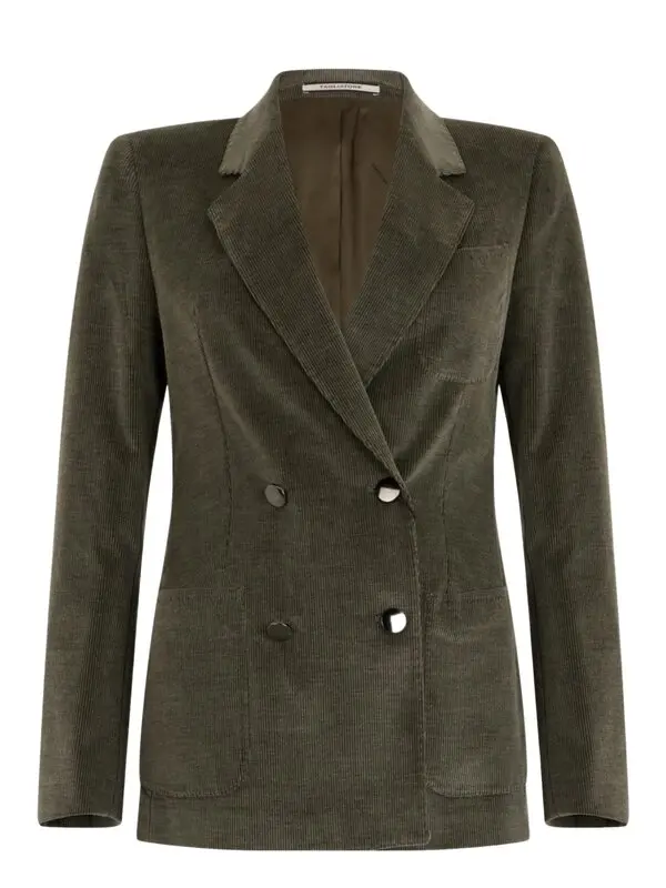 Tagliatore Velvet Double-breasted Jacket - Dark Green