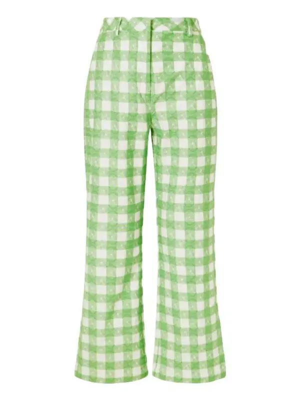 Rosie Assoulin Classic Plaid High-waisted Straight-leg Pants - Green