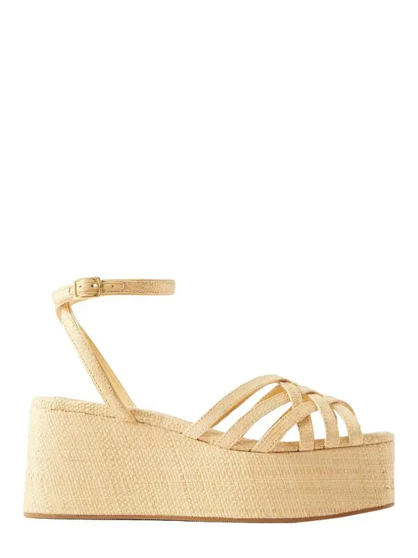 LOEFFLER RANDALL Raffia Wedge Sandals - No