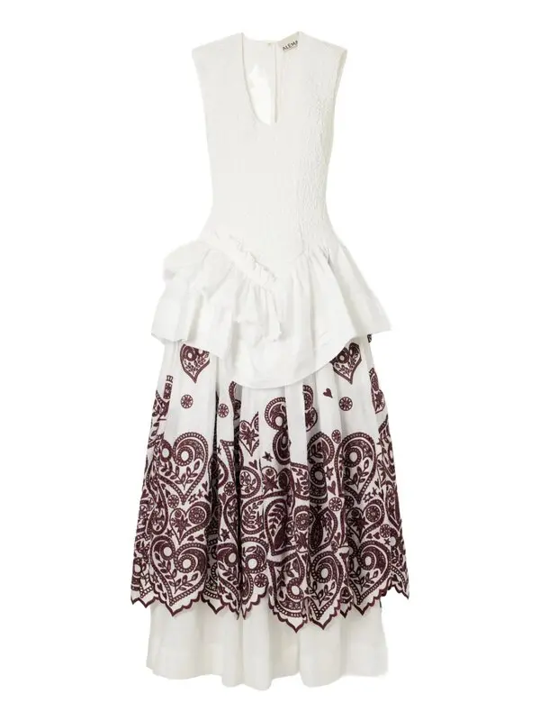 ALEMAIS Embroidered Accent Midi Skirt - No