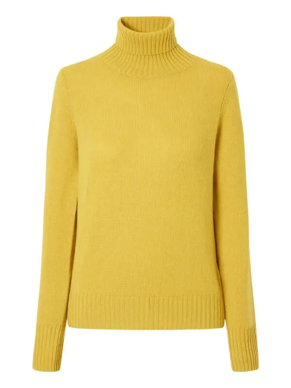ALLUDE Cashmere Turtleneck Knit Sweater - Yellow