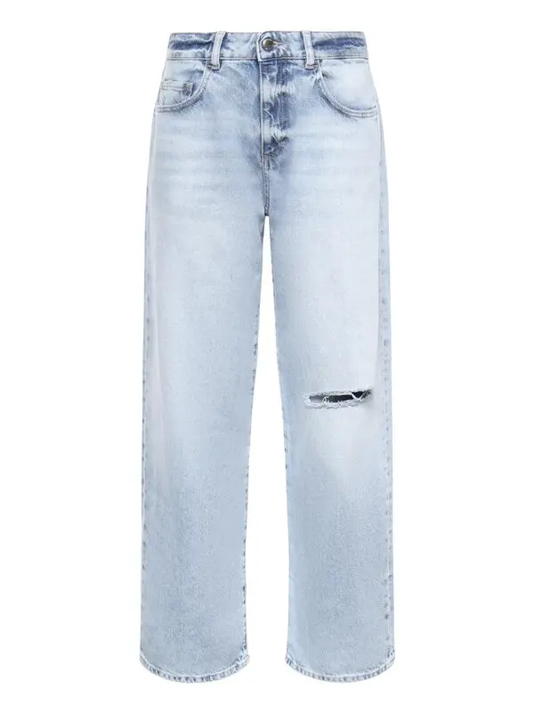 ICON DENIM LOS ANGELES Bea Distressed Wide-leg Jeans - Blue