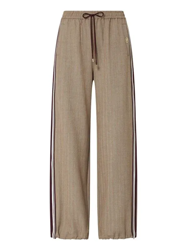Liu Jo Herringbone Casual Trousers - Brown