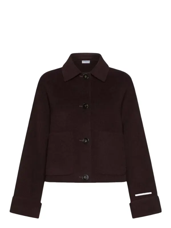 Marella Single-breasted Cropped Coat - Brown