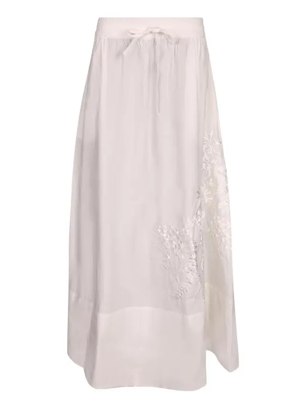 P.a.r.o.s.h Ninja Embroidery Drawstring Maxi Skirt - Ivory