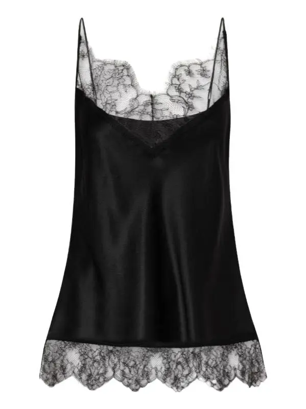 Carine Gilson Lace-trimmed Silk-satin Camisole - Black