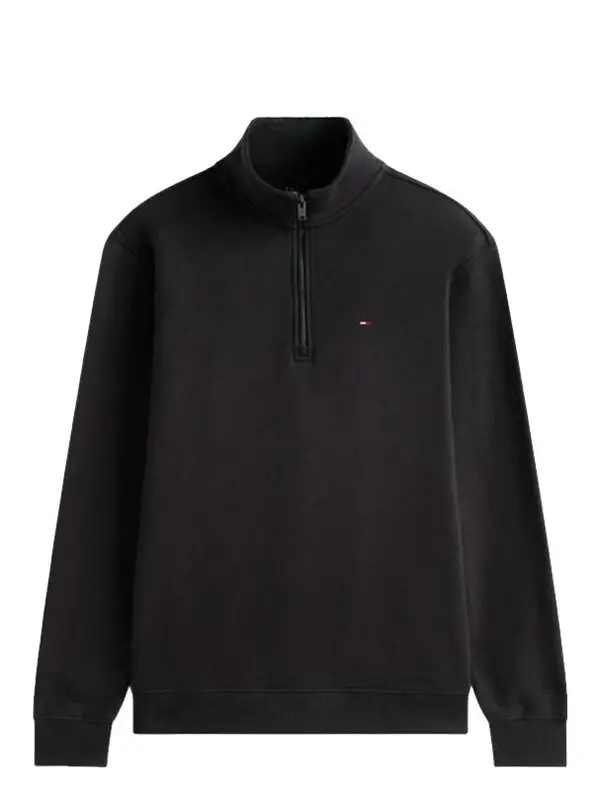 Tommy Hilfiger Flag Fleece Half-zip Jumper - Black