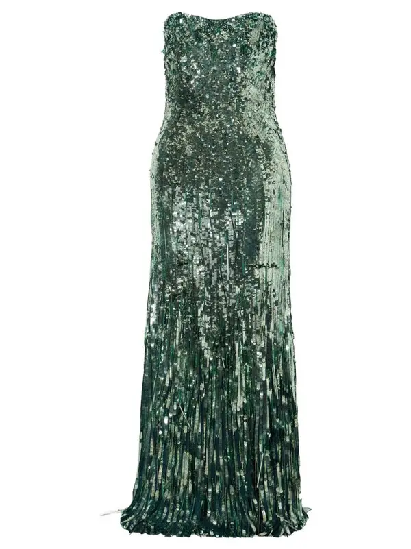 Jenny Packham Tulle Strapless Dress - Green
