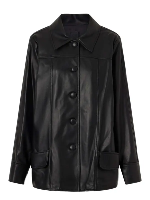 Anna Sui Paneled Leather Jacket - Black