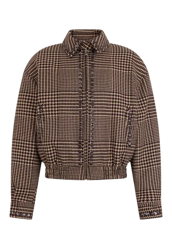 Giuseppe Di Morabito Houndstooth Zip Short Jacket - Brown