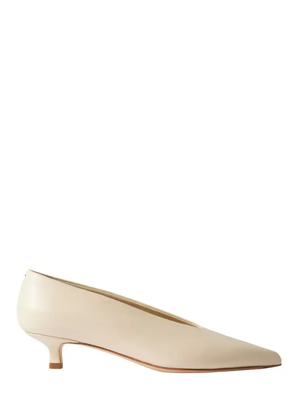 AeydĒ Pointedtoe Lowheel Leather Shoes - Nude