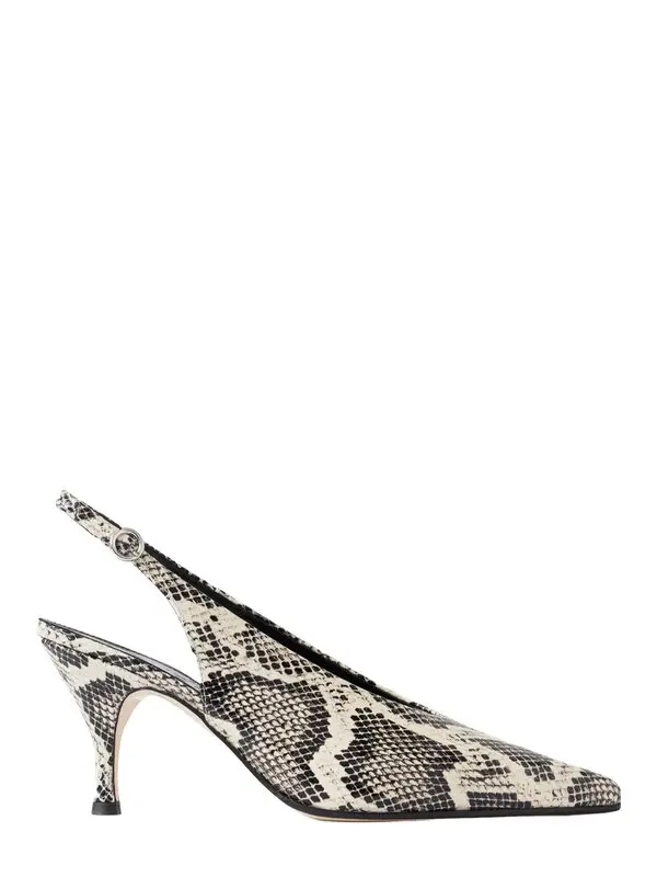 AeydĒ Snake-effect Leather Slingback Pumps - Black