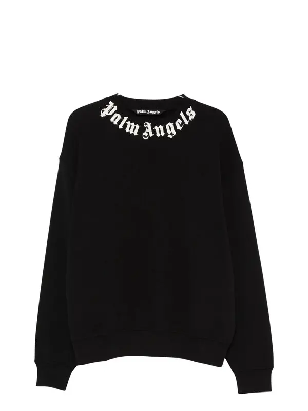 Palm Angels Neck Logo Crewneck Sweatshirt - Black