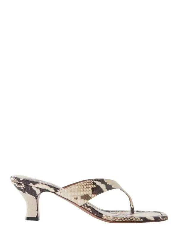 Paris Texas Snake-effect Leather Mules - No