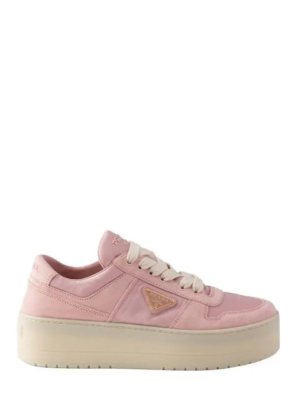 Prada Downtown Bold Re-nylon And Suede Sneakers - Peach