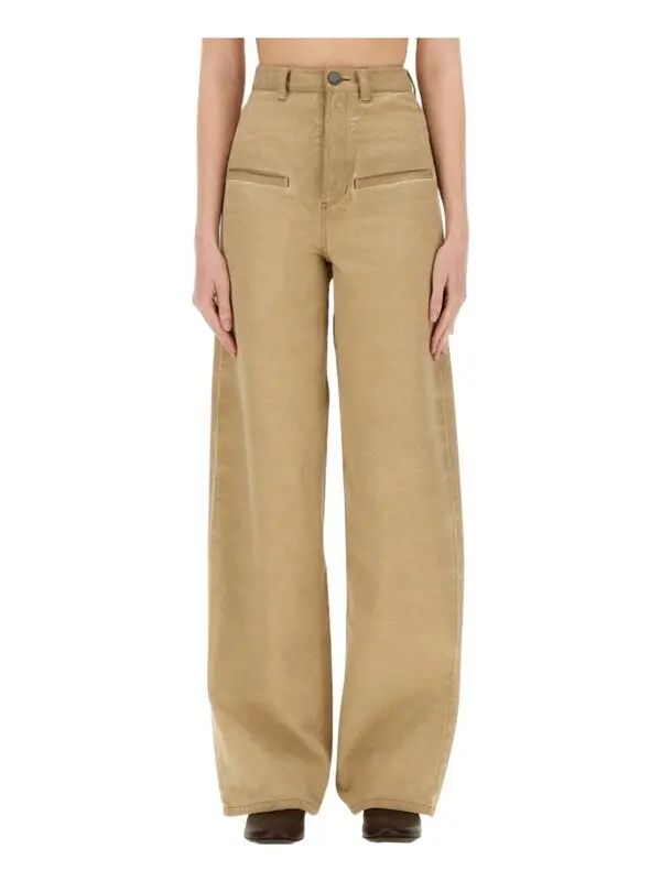 UMA WANG Wide-leg Belt-loop Denim Trousers - Nude