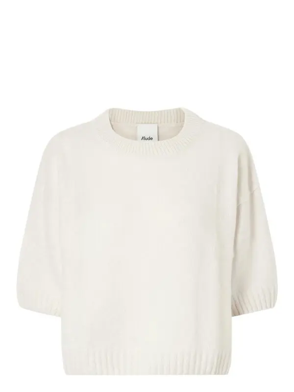 ALLUDE Ribbed-trim Cashmere And Silk-blend Sweater - White
