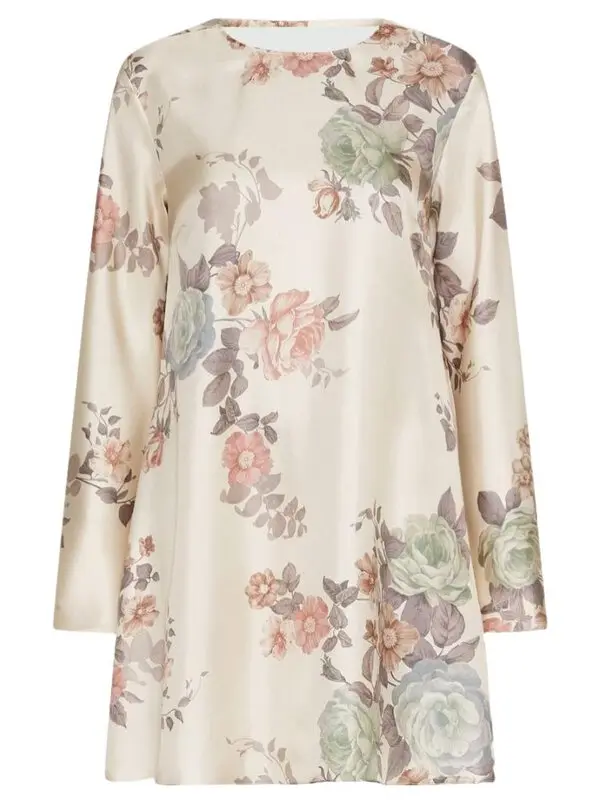 Marella Printed Long-sleeve Dress - Nude