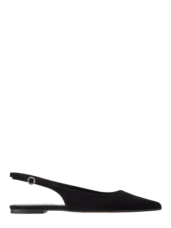 AeydĒ Pointedtoe Slingback Flat Shoes - Black