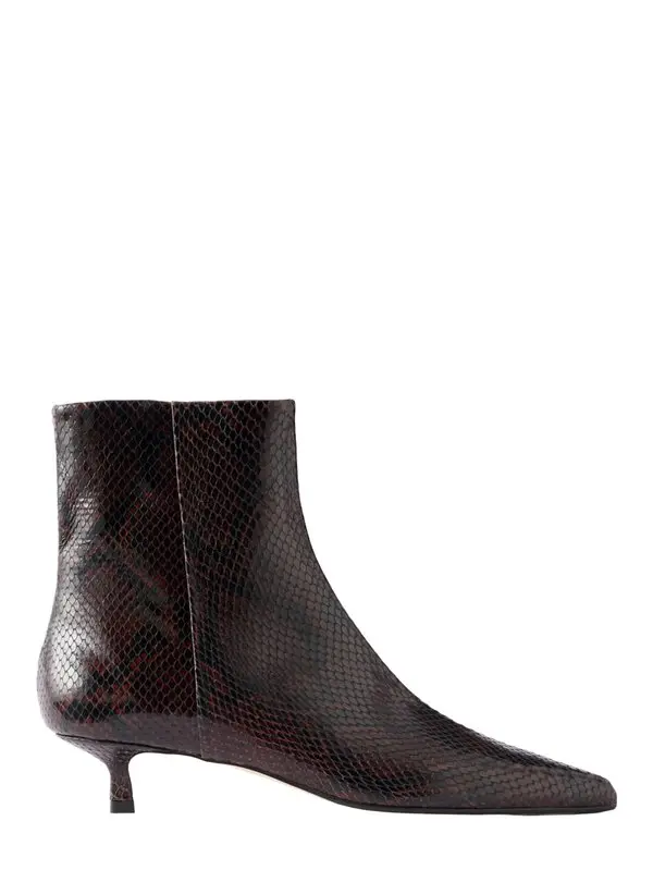 AeydĒ Pointedtoe Snakeprint Ankle Boots - Black