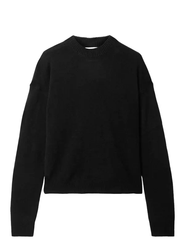 ALLUDE Cropped Knit Sweater - Black