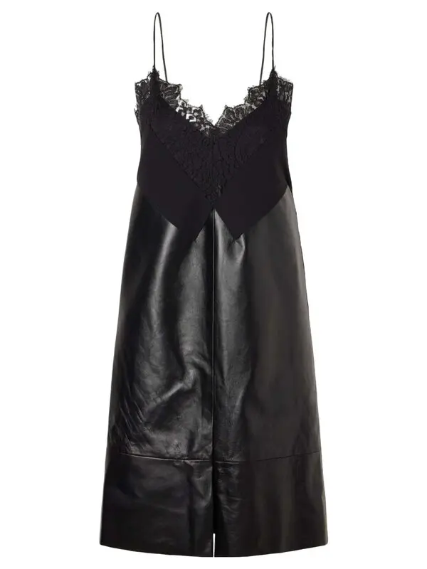 Sharon Wauchob Jersey And Leather Midi Dress - Black