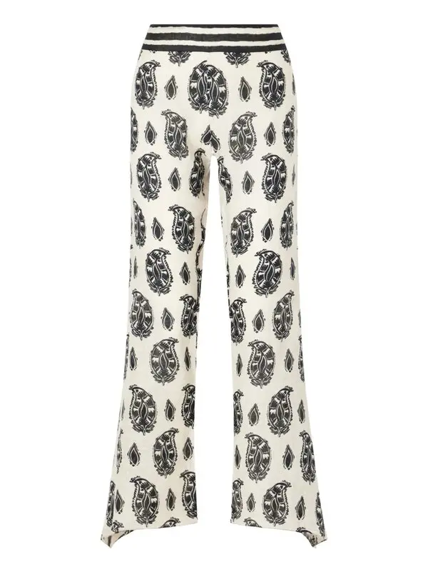 Johanna Ortiz Printed Loose Casual Trousers - Black