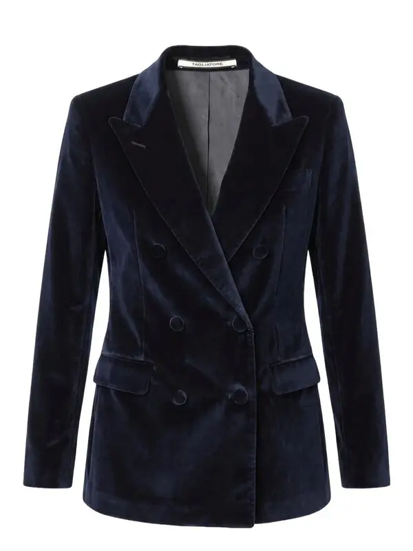 Tagliatore Paris Double-breasted Velvet Blazer - Blu
