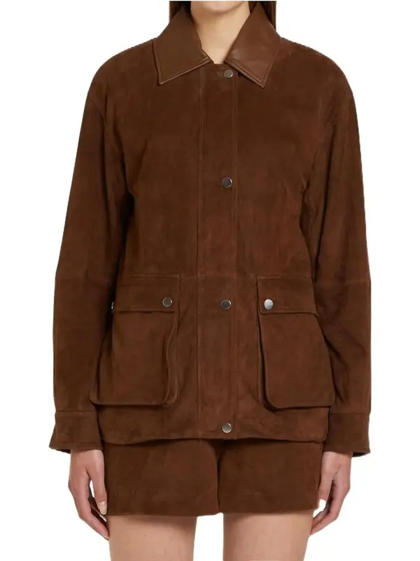 Marella Classic Long-sleeve Leather Jacket - Brown