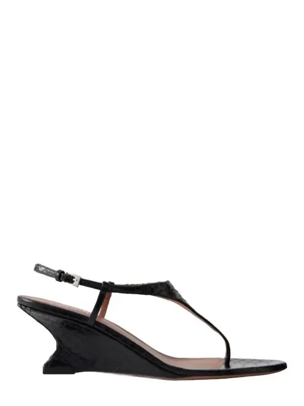 Paris Texas Snake-effect Leather Thong Sandals - Black