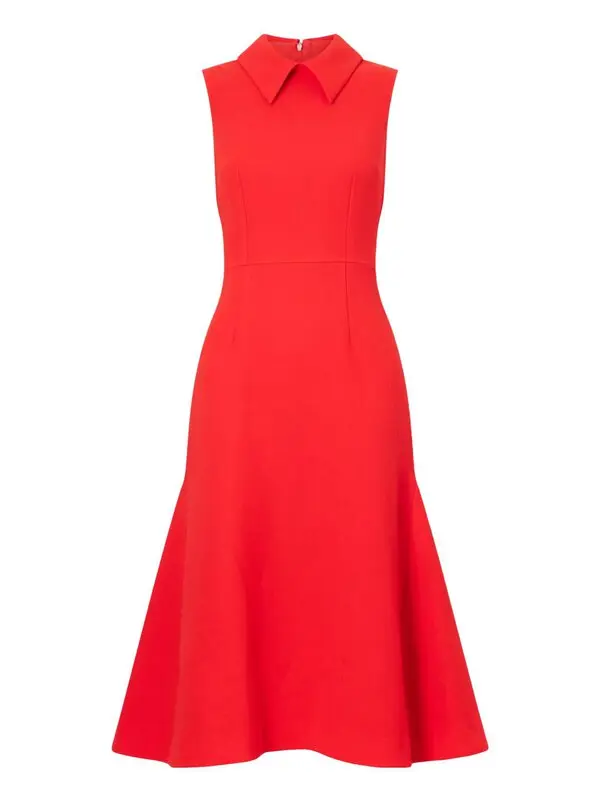 EMILIA WICKSTEAD Point Collar A-line Midi Dress - Red