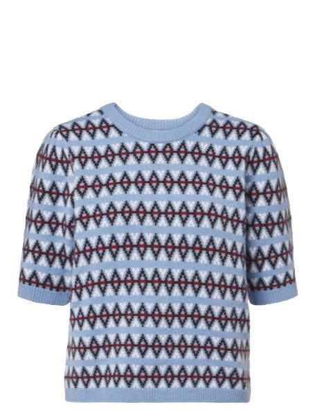 FRAME Jacquard Wool-cashmere Sweater - Blue