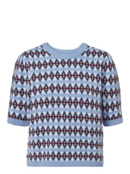 FRAME Jacquard Wool-cashmere Sweater - Blue