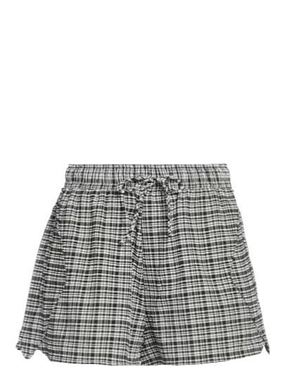 GANNI Plaid High-waisted Shorts - Gray